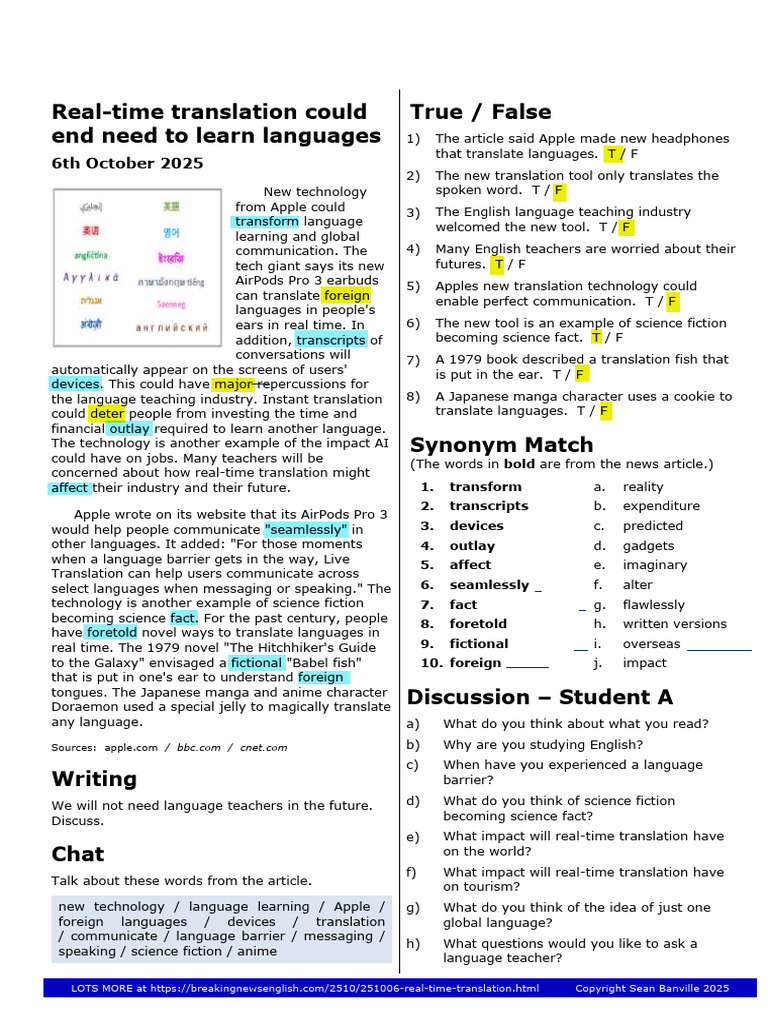 Real-Time Translation Revolutionizes Communication | PDF | Translations ...
