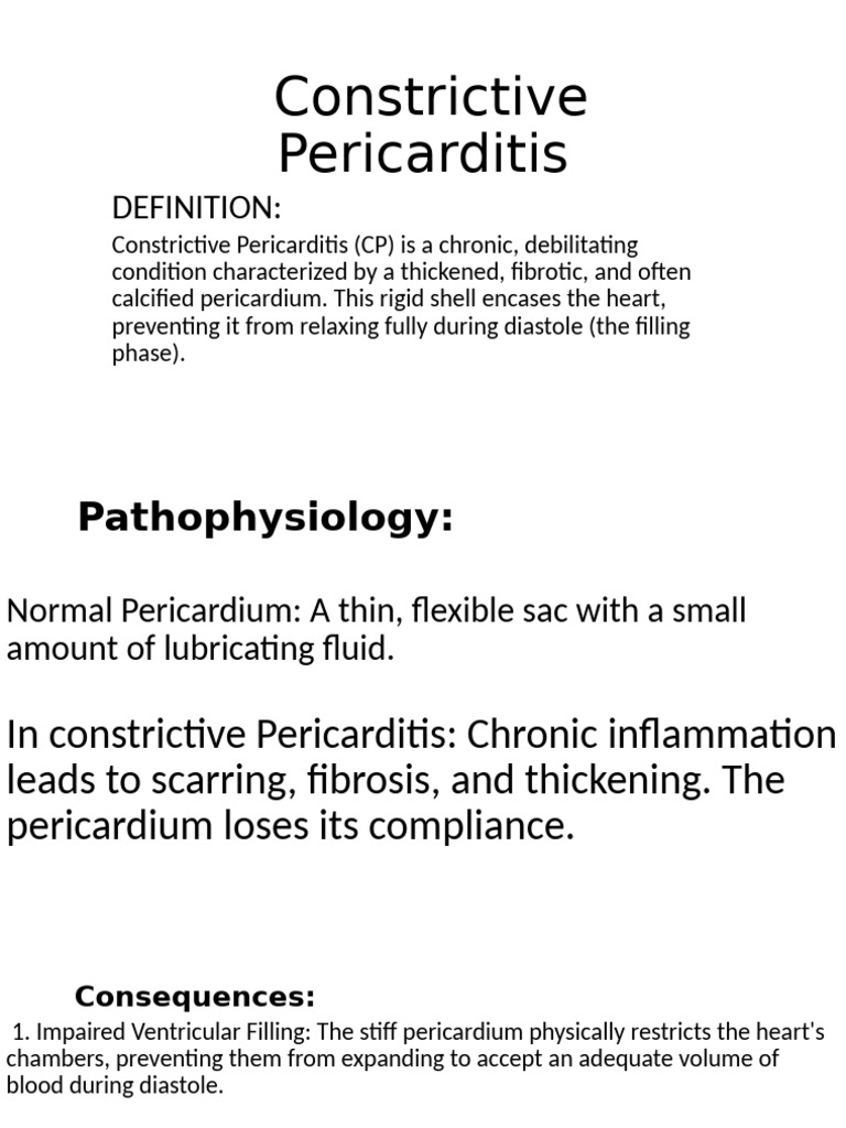 Constrictive Pericarditis Presentation. | PDF | Diastole | Heart
