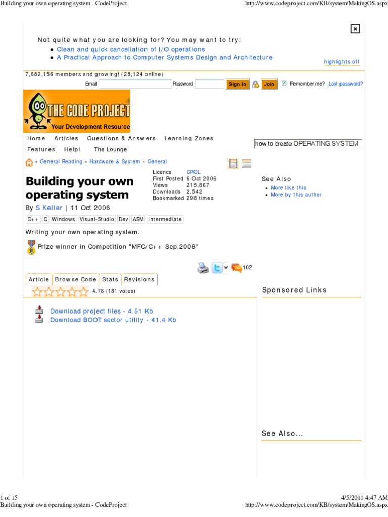 Building Your Own Operating System - Code Project | PDF | Bios | Booting