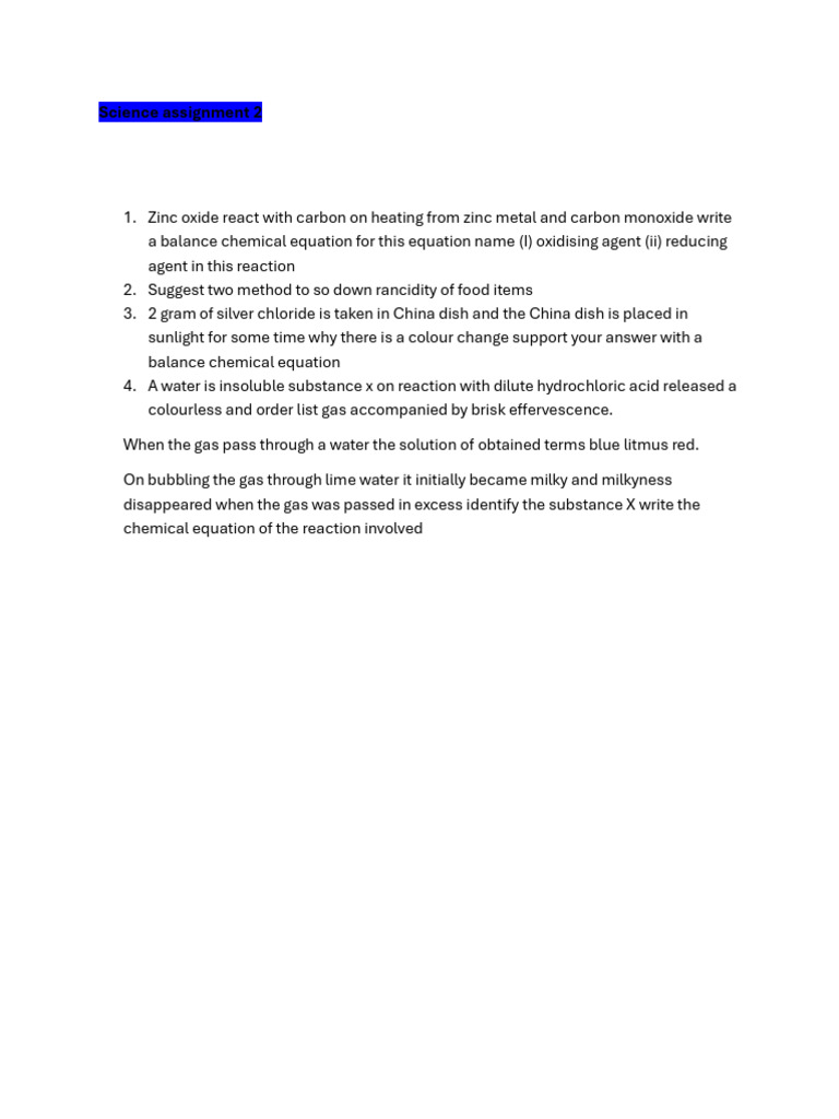 Science Assignment 2 | PDF