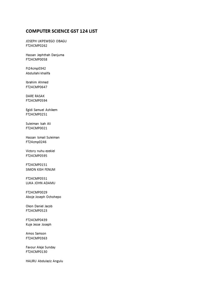 Complete Corection For GST Names & Mat No | PDF | Old Testament People ...