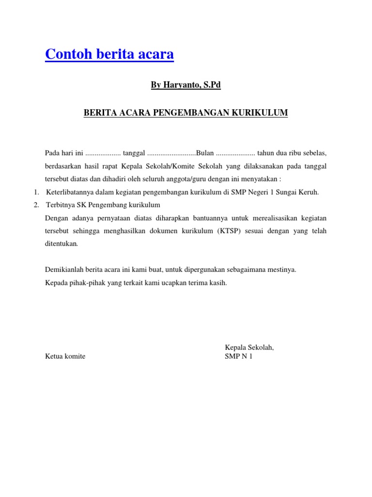 Contoh Berita Acara | PDF