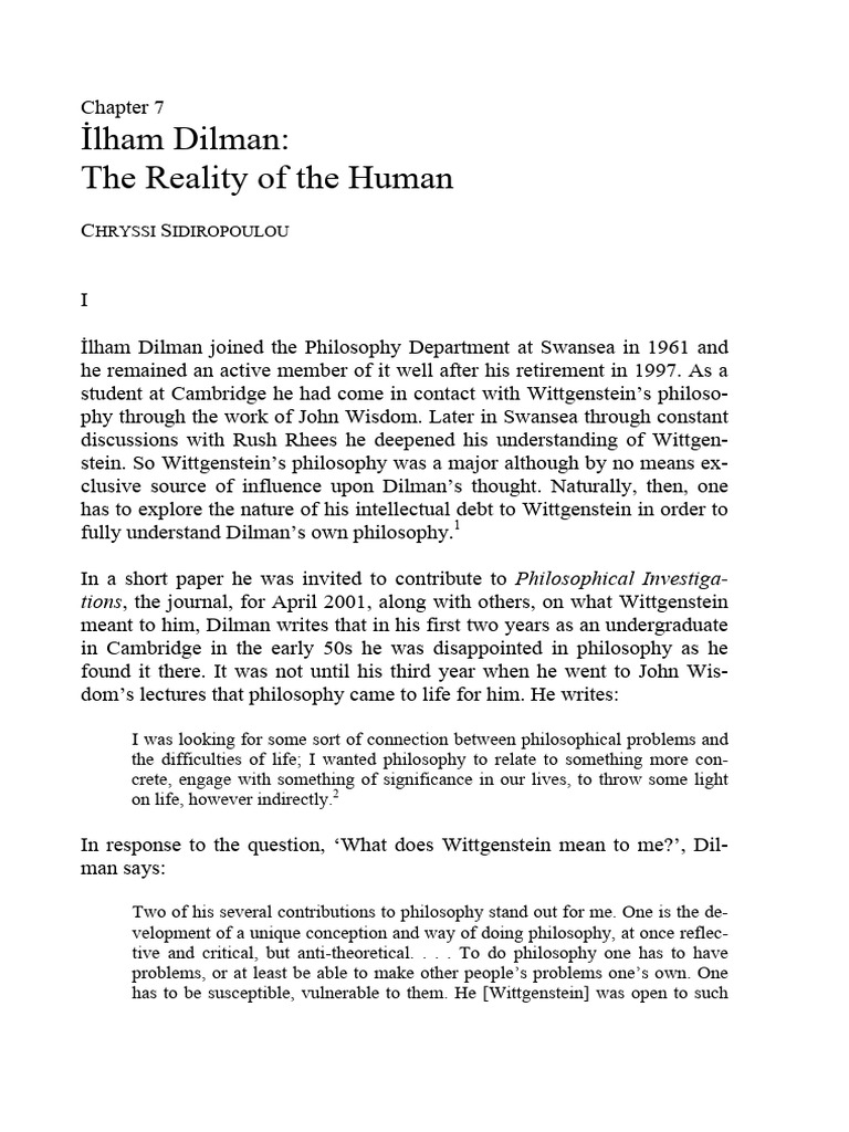 Ilham Dilman The Reality of The Human | PDF | Soul | Philosophical Realism