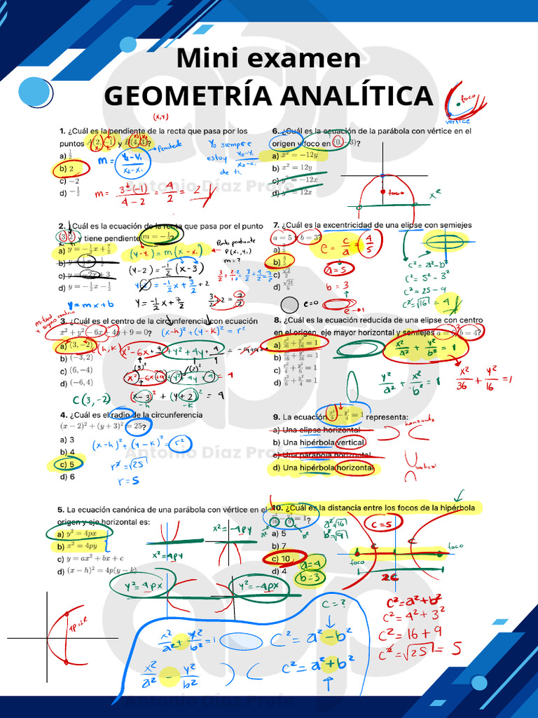 Mini Examen Geometría Analítica Adp 2 | PDF | Geometría analítica | Geometría