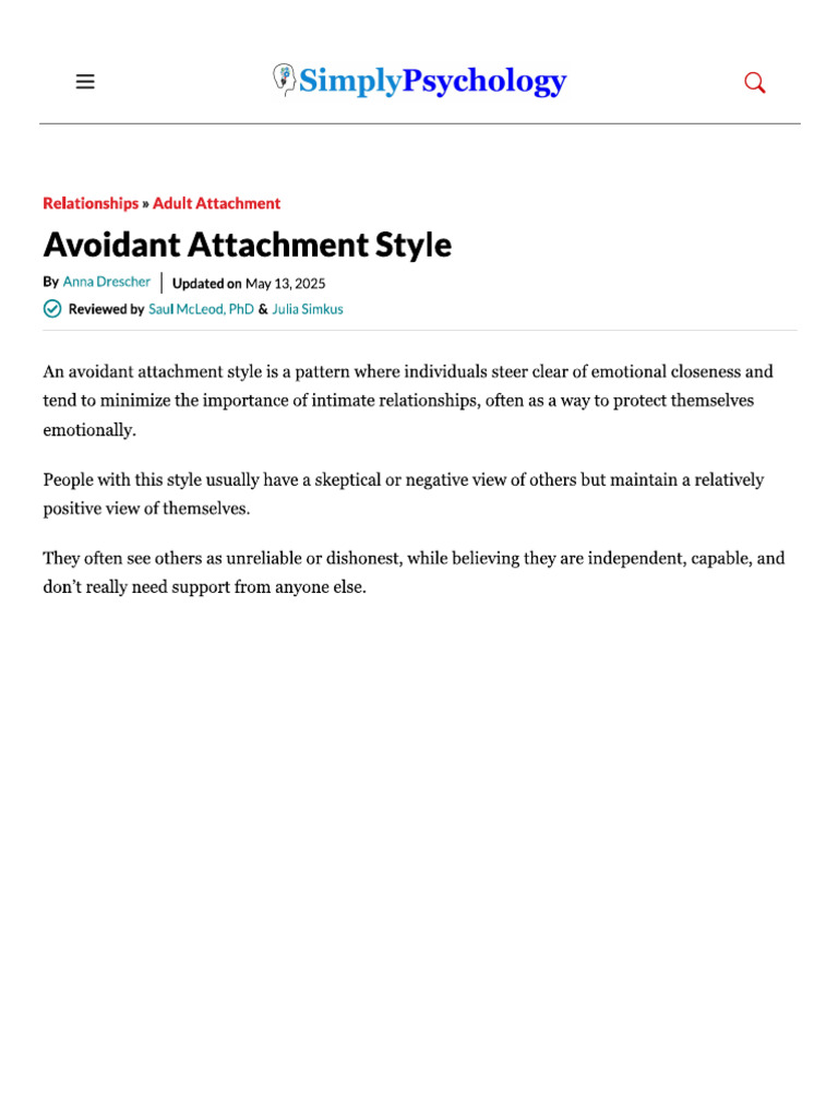Attachment Styles | PDF