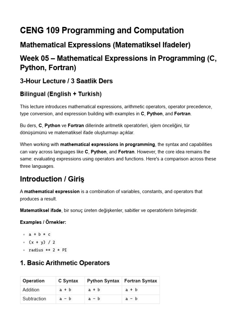 Week 05 Mathematical Expressions FULL | PDF | Boolean Data Type ...
