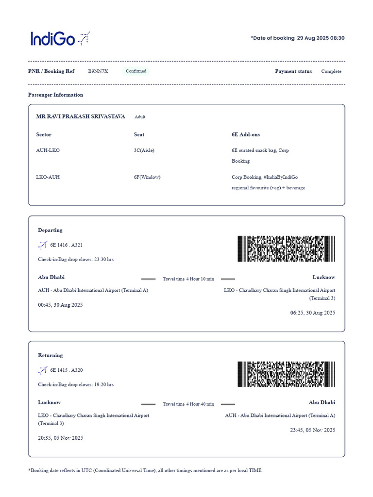 IndiGo Flight Booking Confirmation | PDF