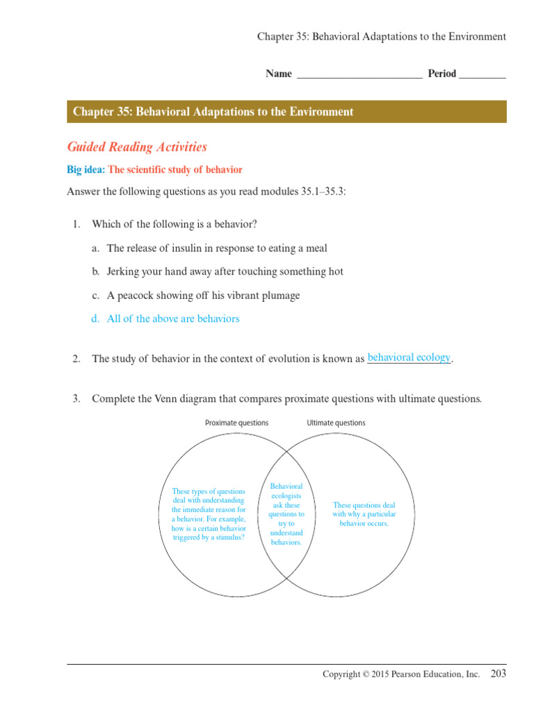 35 Behavioral Adaptations To The Environment | PDF | Ethology | Learning