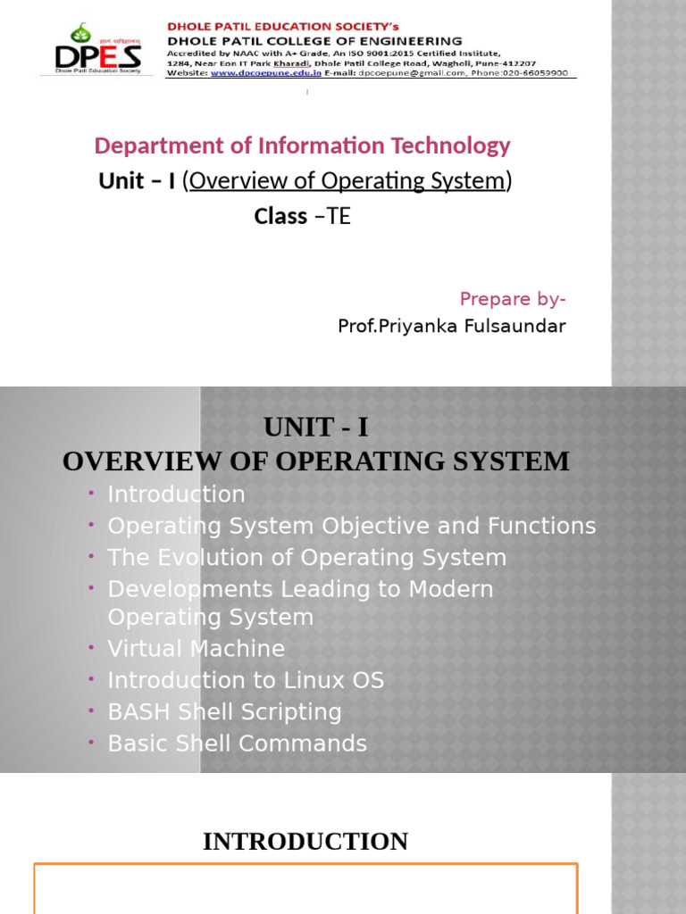 Unit i Overview of Operating System Ppt | PDF | Operating System | Kernel (Operating System)