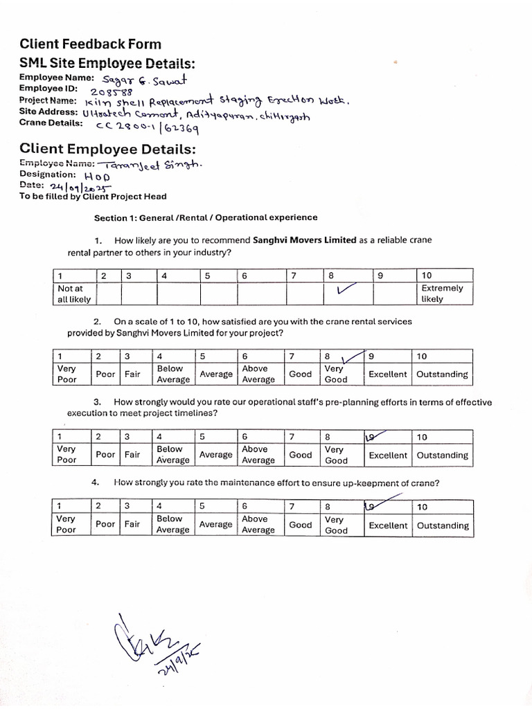 Client Feedback Report UTCL Chittorgarh | PDF