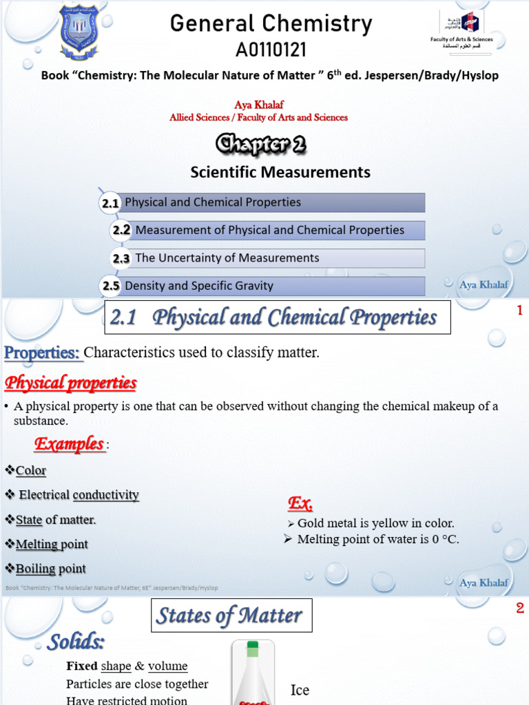 General Chemistry. Chapter.2. Aya Khalaf-1 | PDF | Fahrenheit | Celsius