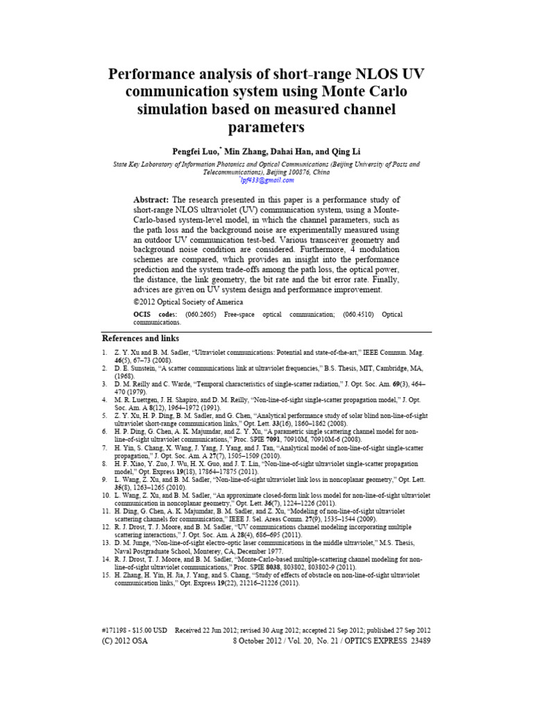 Performance Analysis of Short Range NLOS | PDF | Information And ...