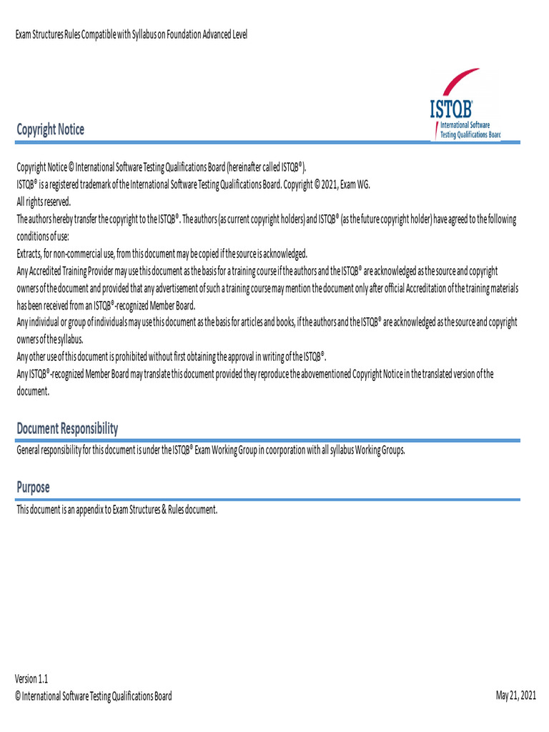 Exam Structure Rules for ISTQB Levels | PDF | International Software ...