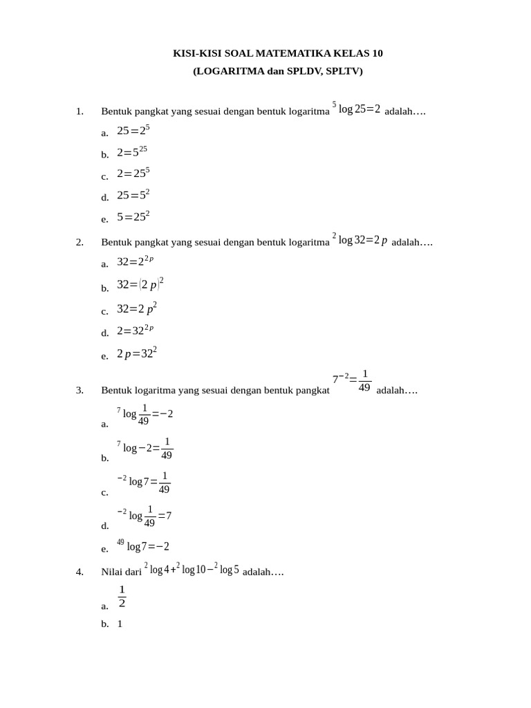 Kumpulan Soal Logaritma Pdf