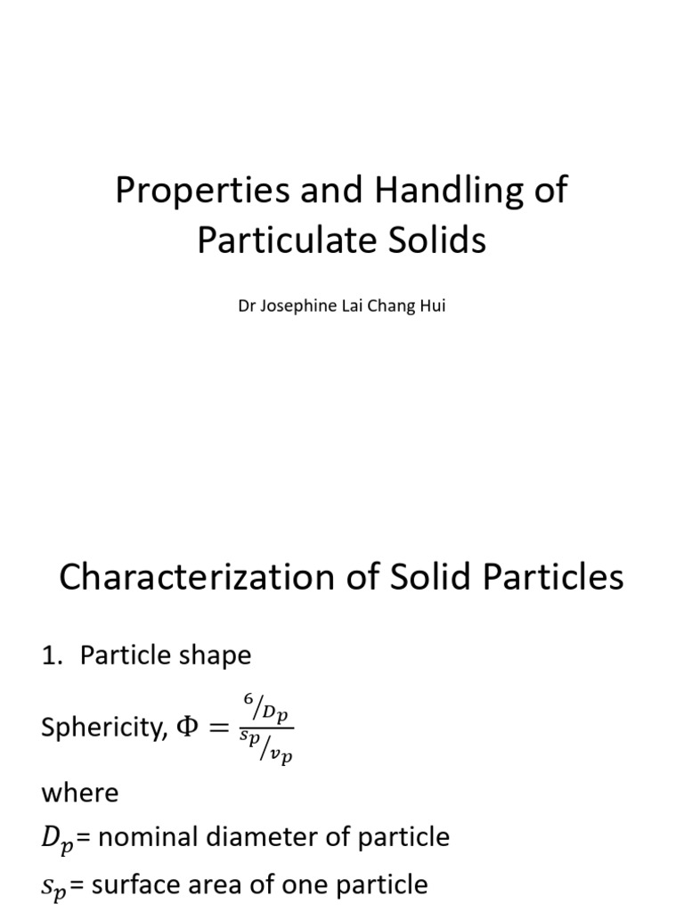 W6 - Properties, Handling and Mixing of Particulate Solids | PDF ...