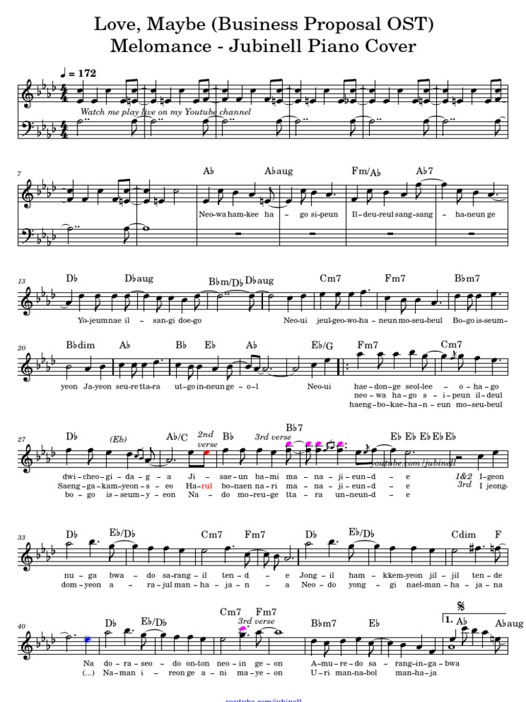 Business Proposal OST MeloMance - Love, Maybe Piano Cover Lyrics ...