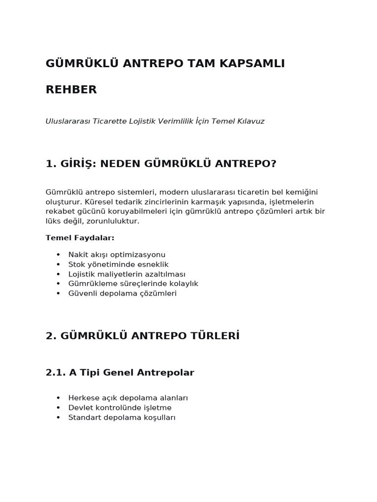 Fixantrepo Gümrüklü Antrepo Tam Kapsamli Rehber | PDF
