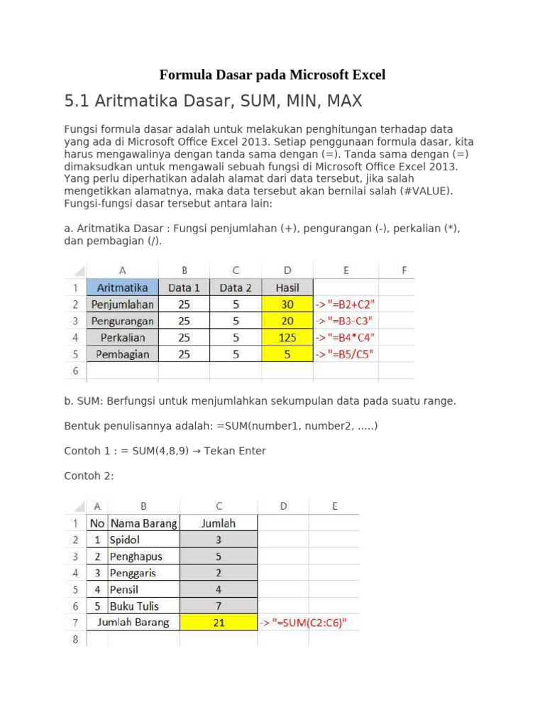 Pert 5 Formula Dasar Pada Microsoft Excel | PDF