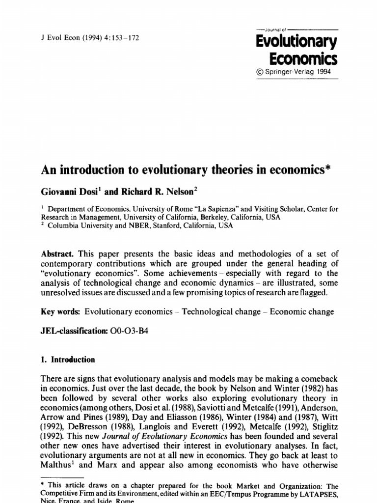 An Evolutionary Theory of Economic Change. | PDF | Natural Selection ...