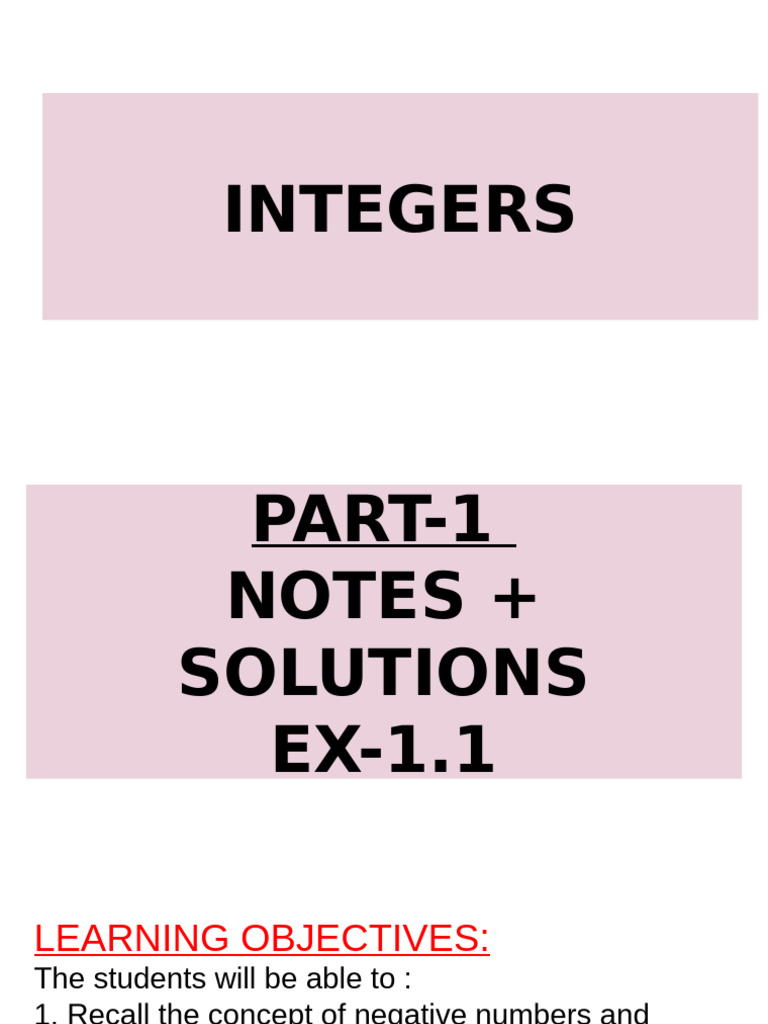 Class 7 Integers Ex1.1 | PDF