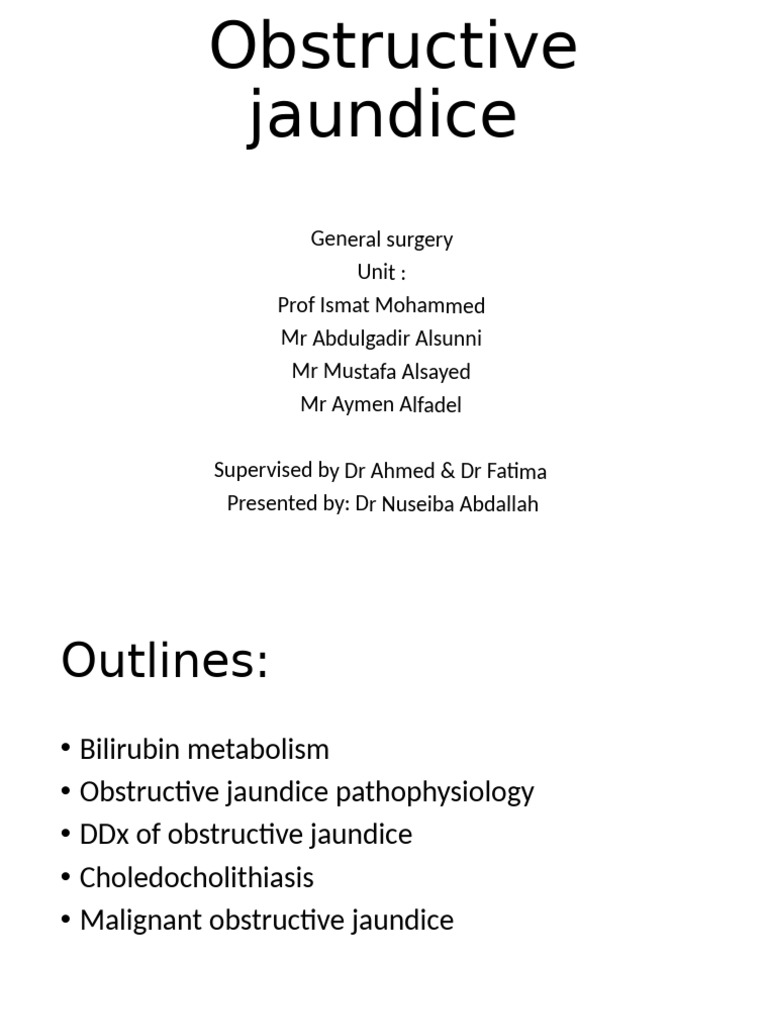 Obstructive Jaundice | PDF | Gallbladder | Abdomen