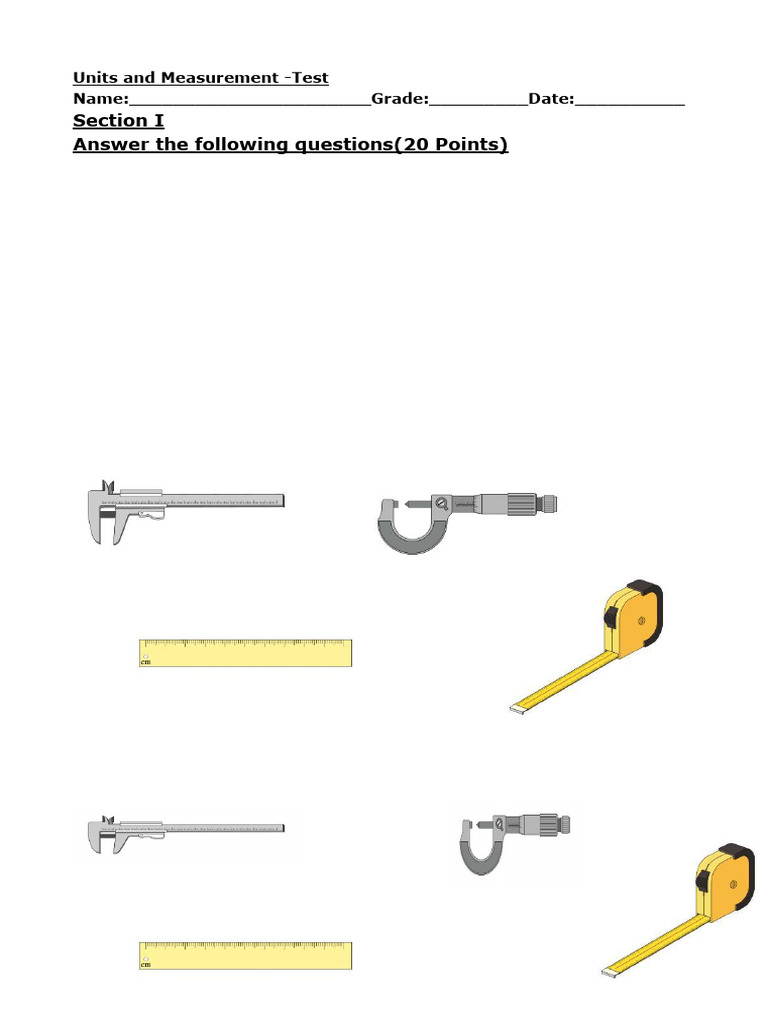 Units and Measurement Unit Test PDF | PDF | Significant Figures ...