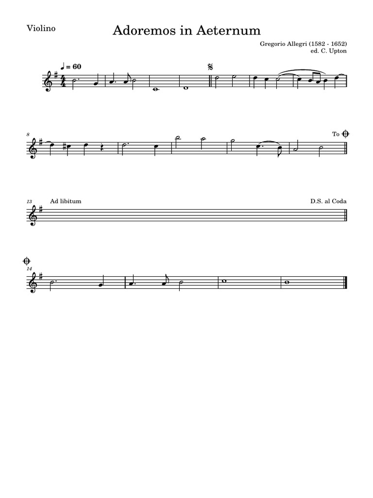 Adoremos in Aeternum - Gregorio Allegri-Violino | PDF