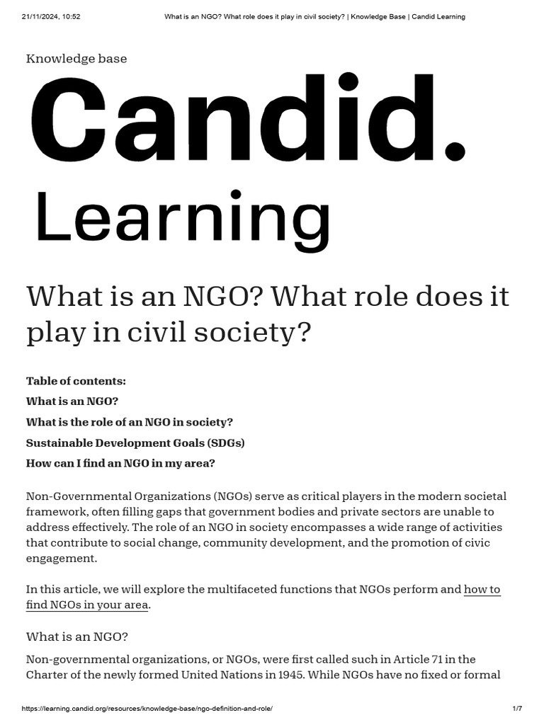 What Is An NGO - What Role Does It Play in Civil Society - Knowledge ...