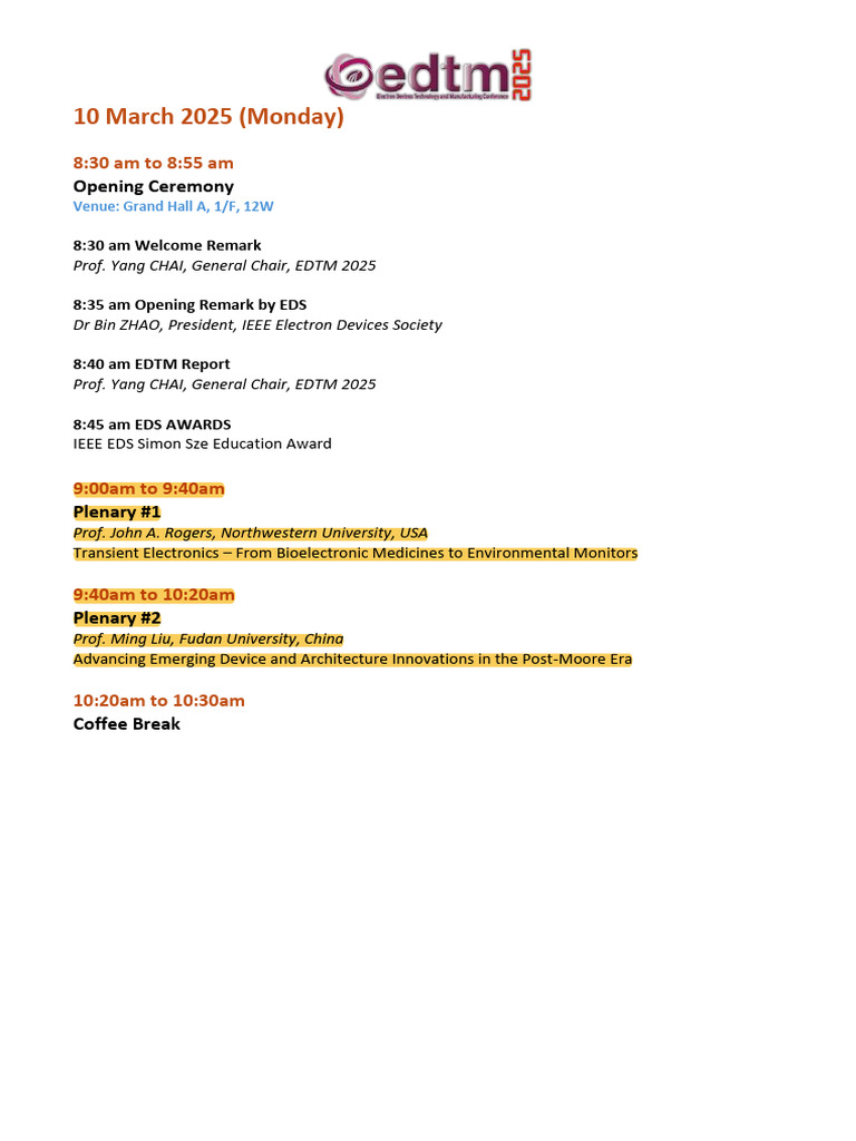 Program Rundown Full 0220r | PDF | Field Effect Transistor | China
