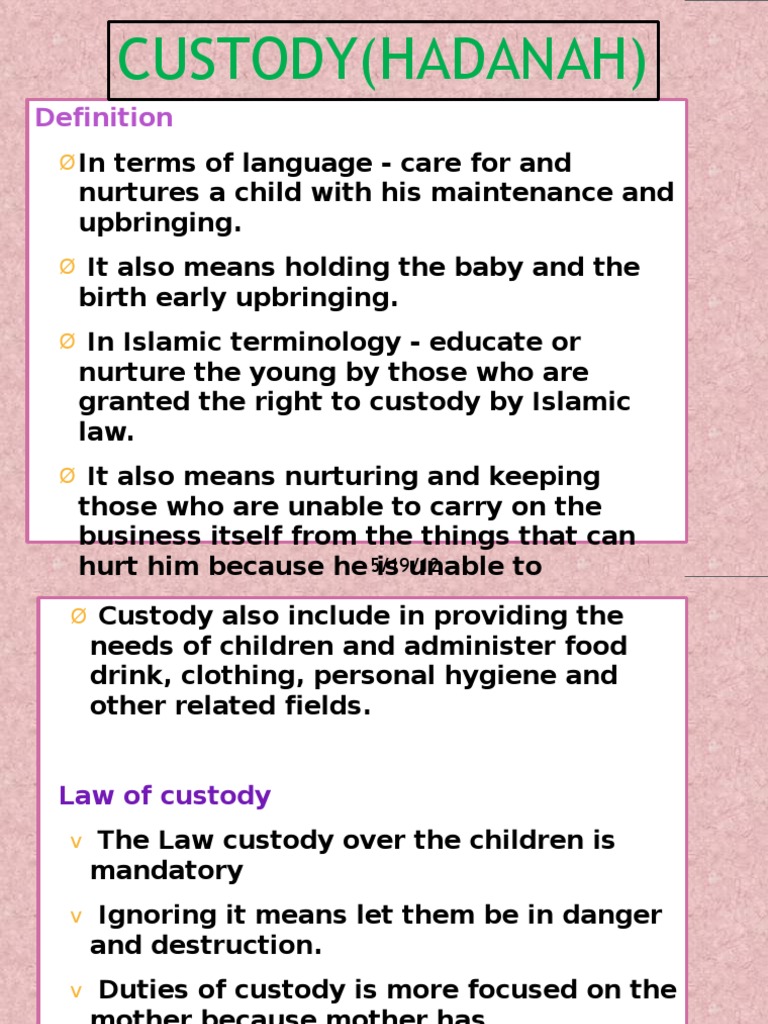 Presentation Hadanah | PDF | Child Custody | Sharia