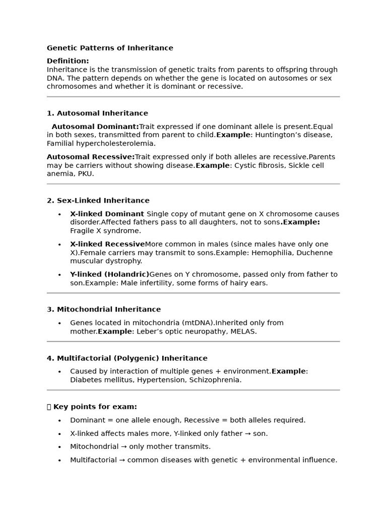 Genetic Patterns of Inheritance | PDF