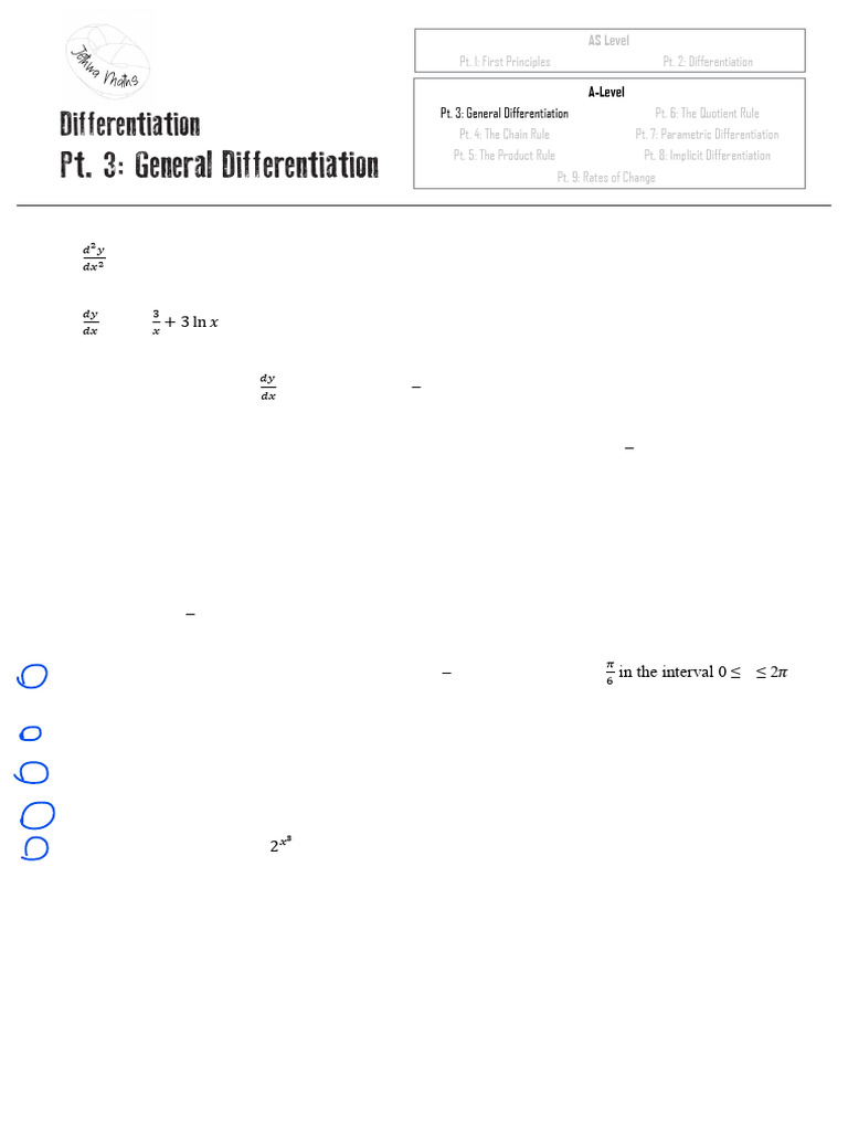 General Differentiation Exercises | PDF | Derivative | Tangent