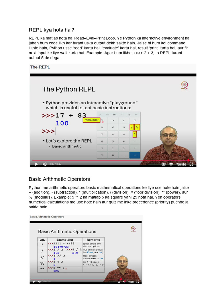 Python REPL aur Arithmetic Basics | PDF | Bit | Python (Programming ...
