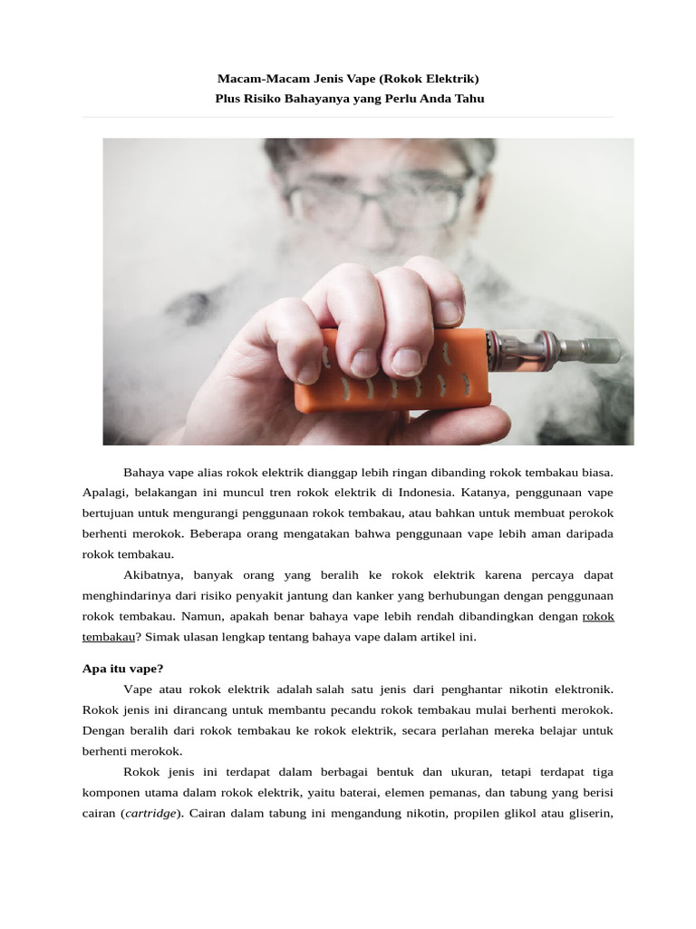 Macam-Macam Jenis Vape (Rokok Elektrik) | PDF