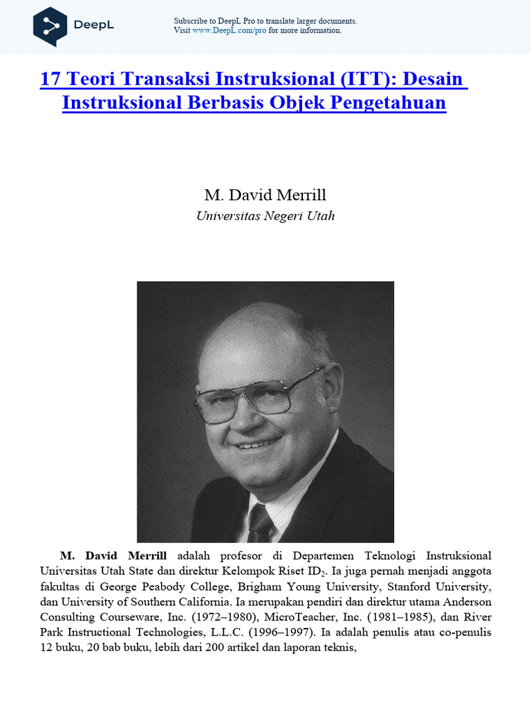 17 Teori Transaksi Instruksional (ITT) : Desain Instruksional Berbasis Objek Pengetahuan | PDF