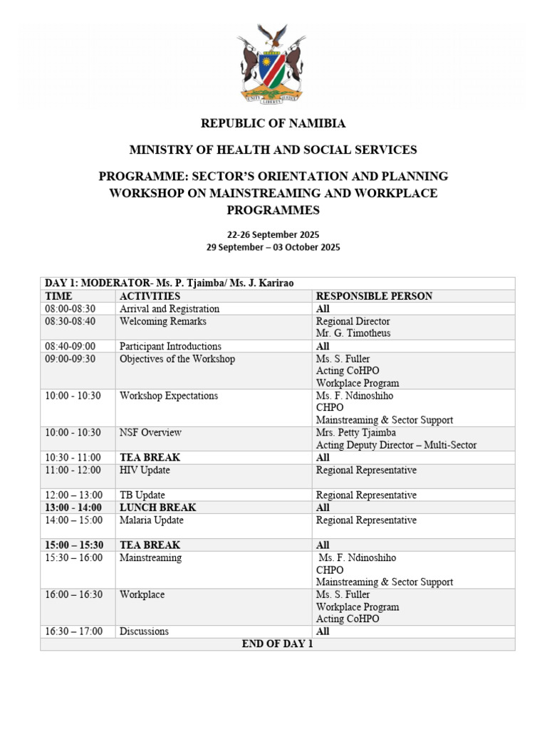 Workplace and Mainstreaming Orientation Workshop Program FINAL | PDF ...