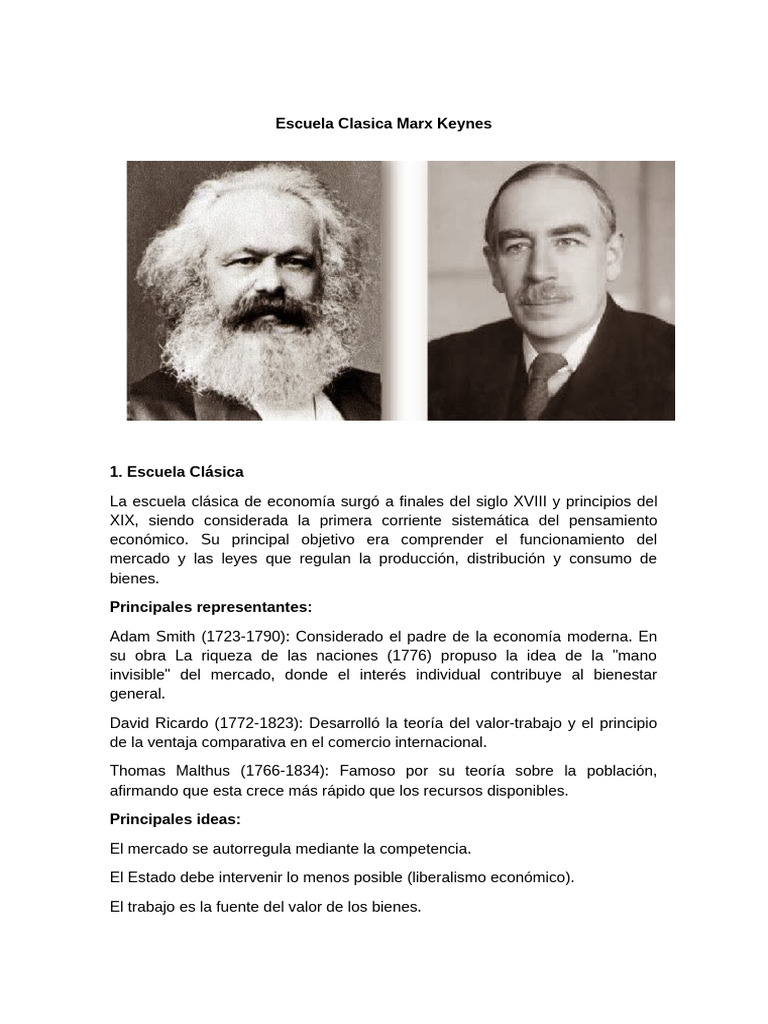 Clásicos, Marx y Keynes en Economía | PDF | Economía keynesiana ...