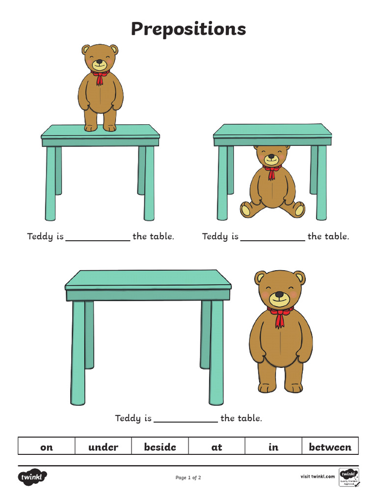 Understanding Prepositions with Teddy | PDF