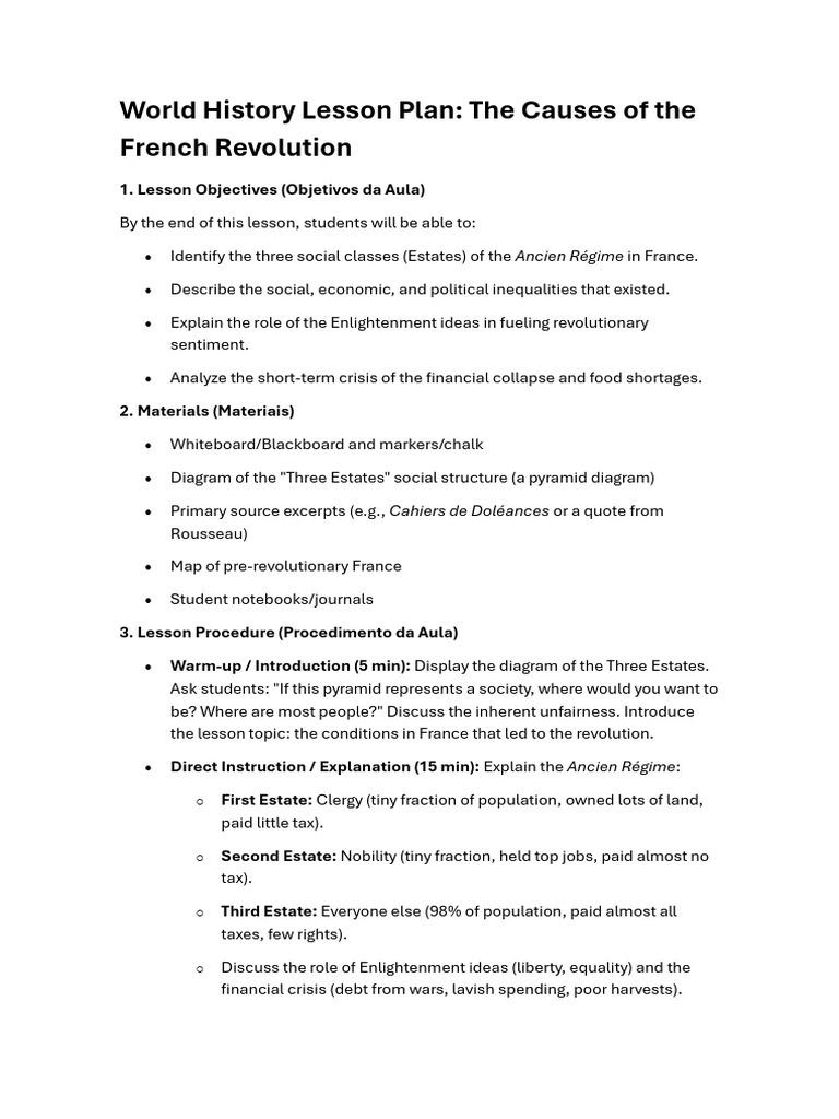 World History Lesson Plan | PDF