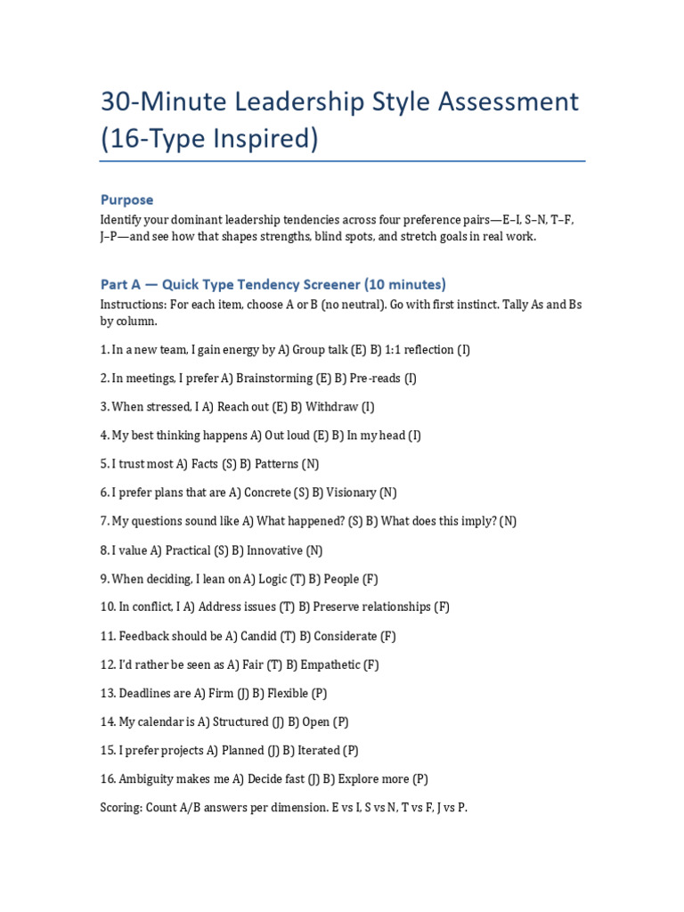 Leadership Style Assessment Tool | PDF