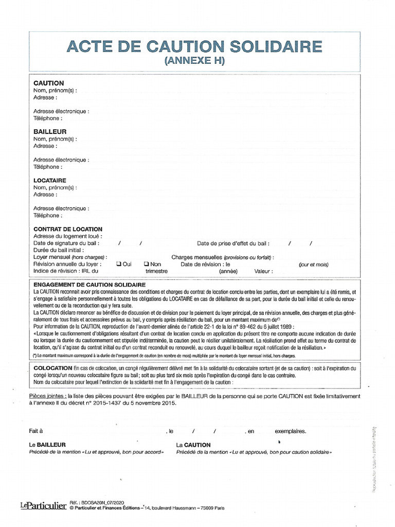 Acte de Caution Solidaire | PDF
