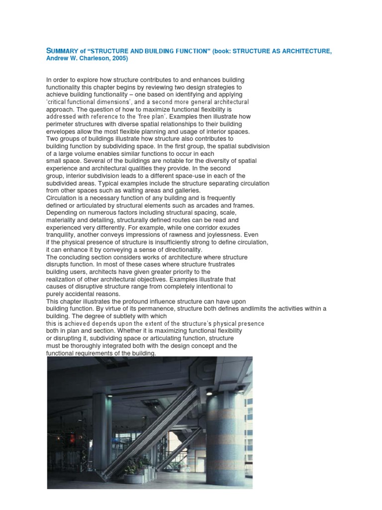 Ummary of "Structure and Building Function" (Book: Structure As ...