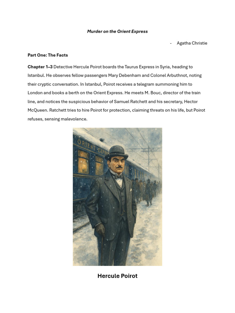 Murder on the Orient Express Summary | PDF | Hercule Poirot | Hercule ...
