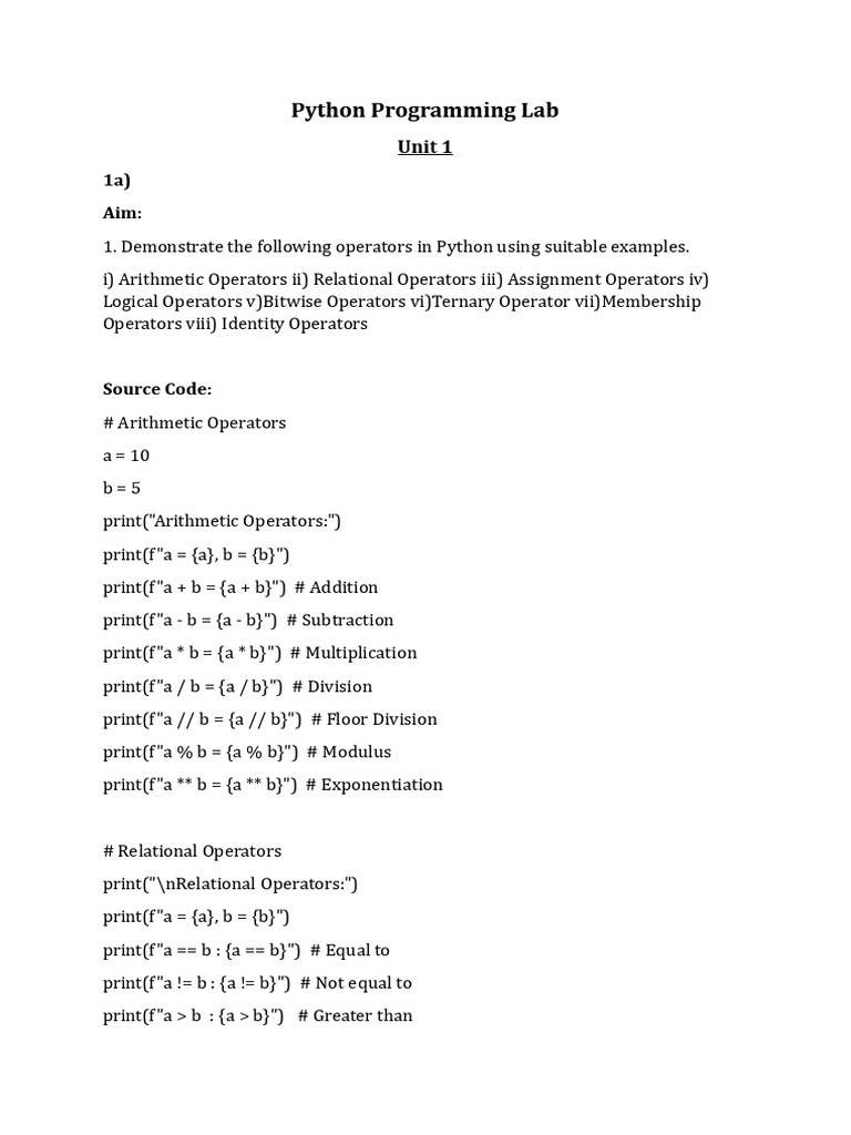 Python Programming Lab | PDF | Area | Filename