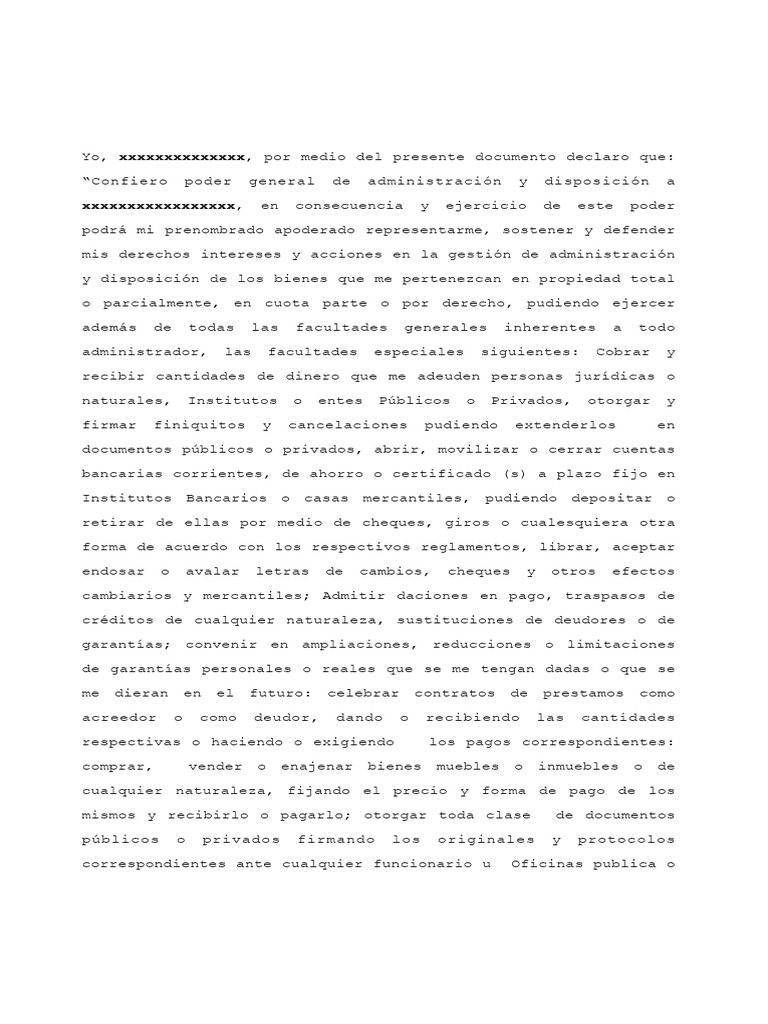 Poder de Administracion y Disposicion | PDF | Pagos | Cheque