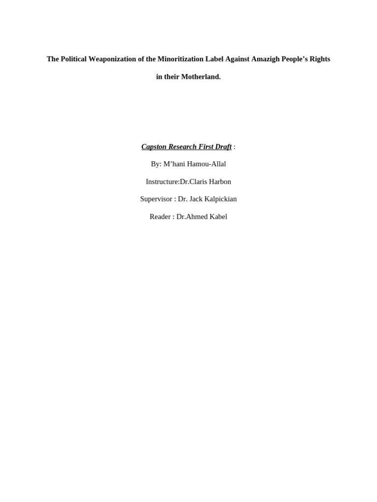 Capston Paper First Draft11 | PDF | Berbers | Postcolonialism