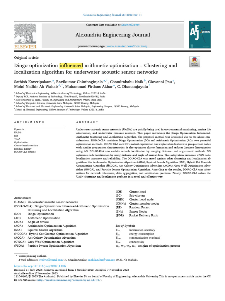 2023_Dingo Optimization Influenced Arithmetic Optimization - Clustering ...