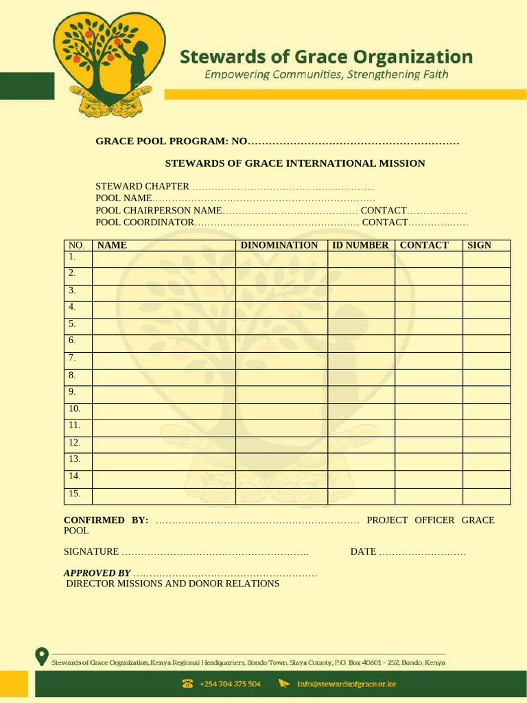 Grace Pool Program Participant List | PDF