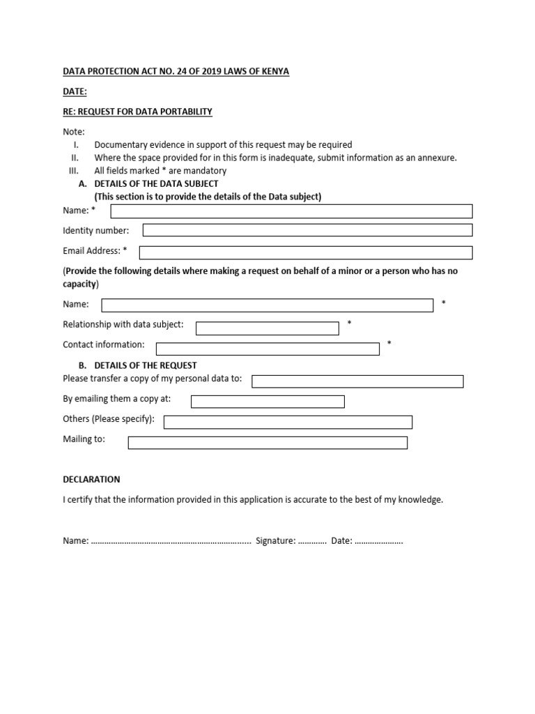 Data Protection Form (MCL) | PDF