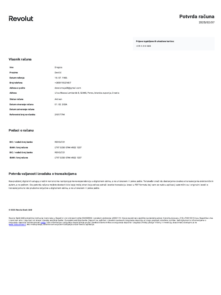 Account Confirmation | PDF